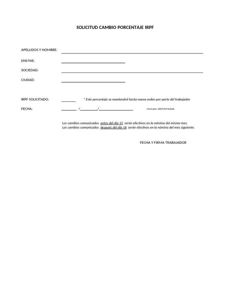 Formulario Cambio Irpf_pdf | PDF