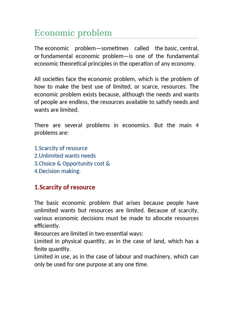 Fundamental Economic Problems | PDF | Labour Economics | Opportunity Cost