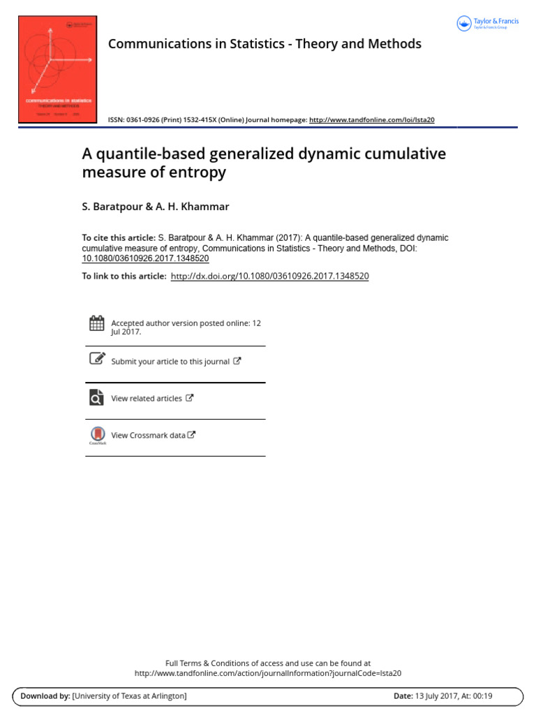 A quantile-based generalized dynamic cumulative | PDF | Probability Distribution | Random Variable