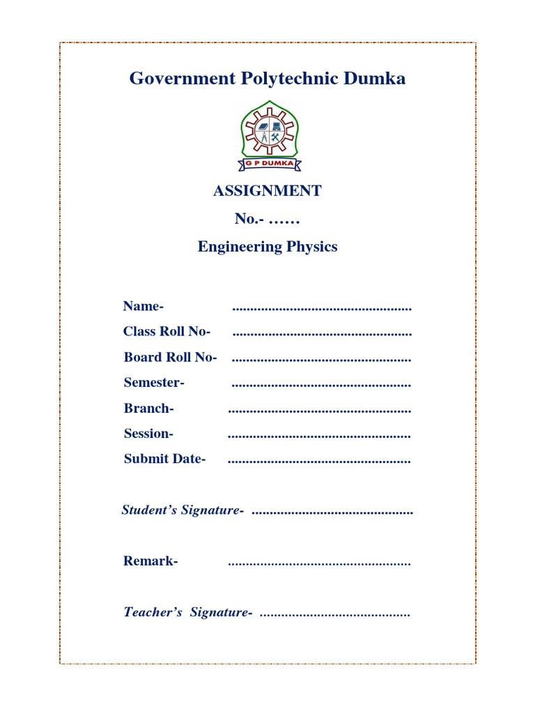 Assignment Cover Page | PDF