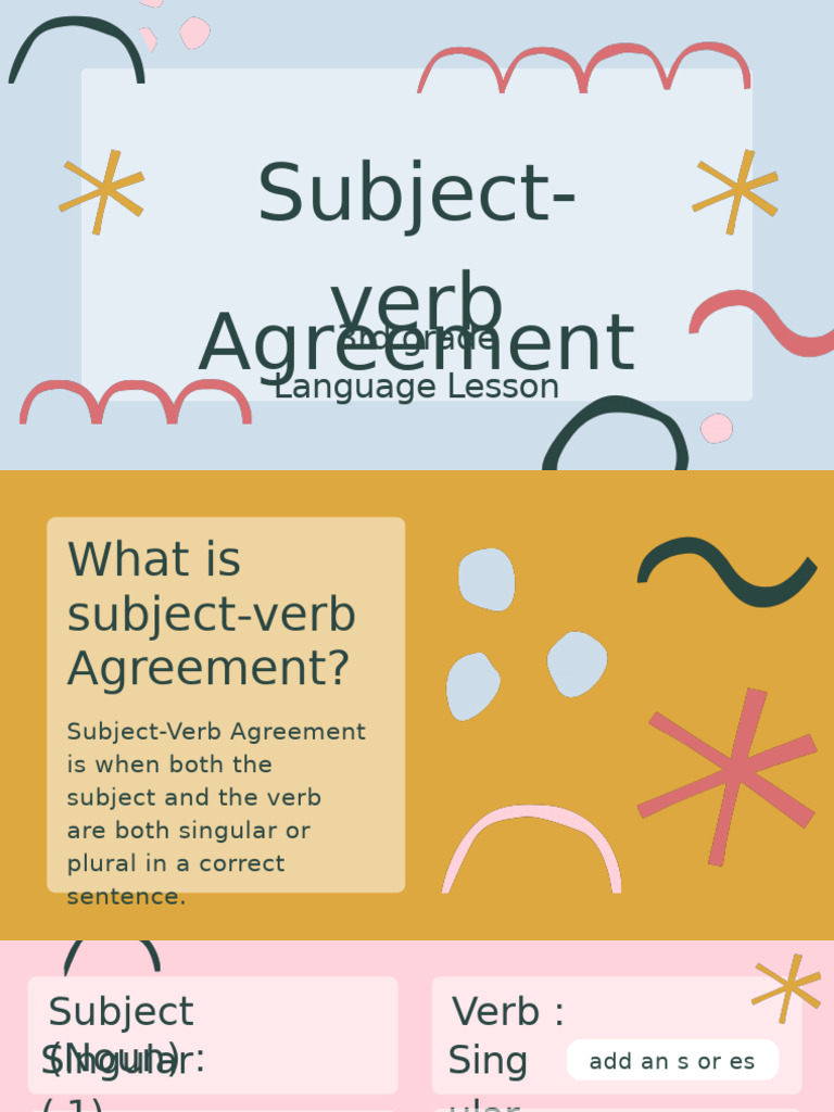 Subject-Verb Agreement for 3rd Graders | PDF