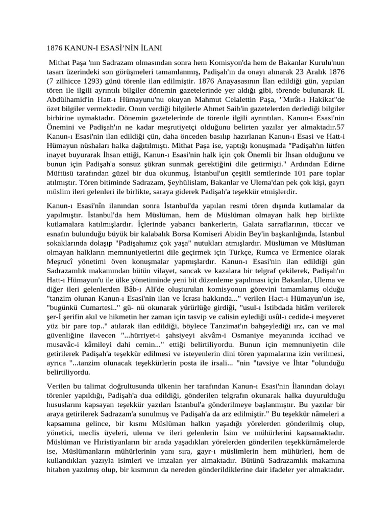 Kanun-I Esasinin İlanı. | PDF