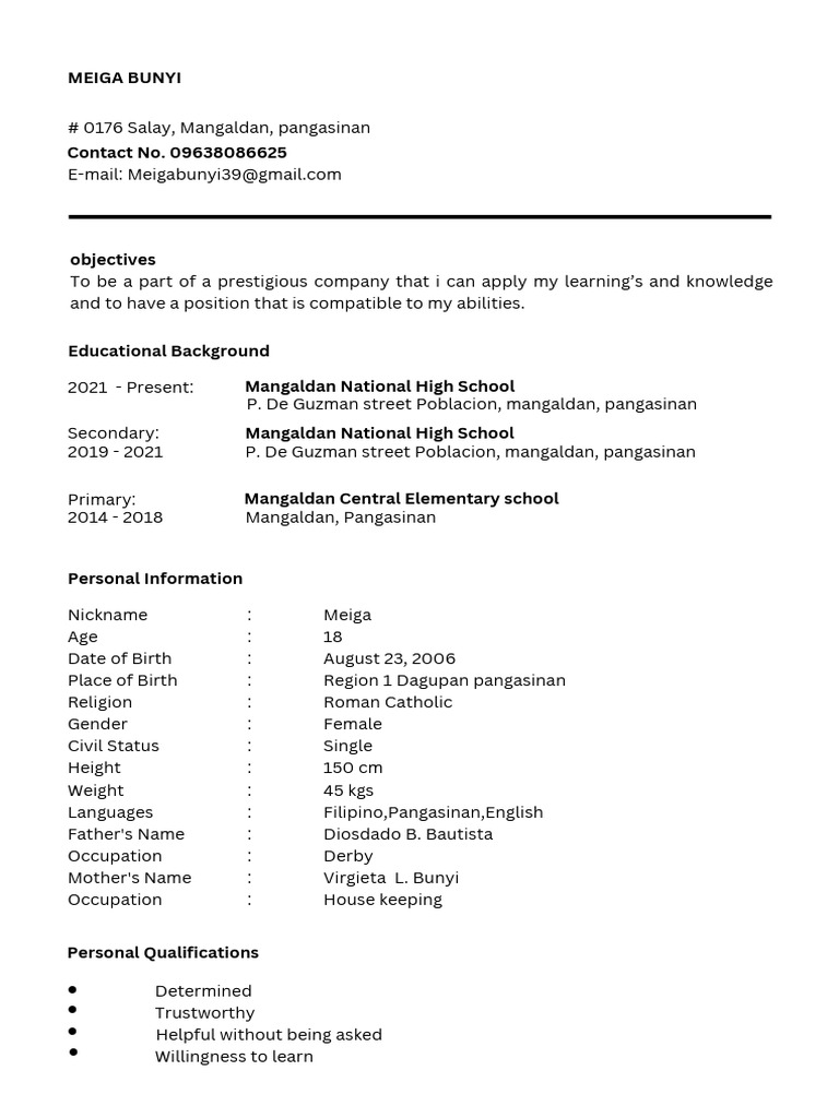 Meiga Resume | PDF