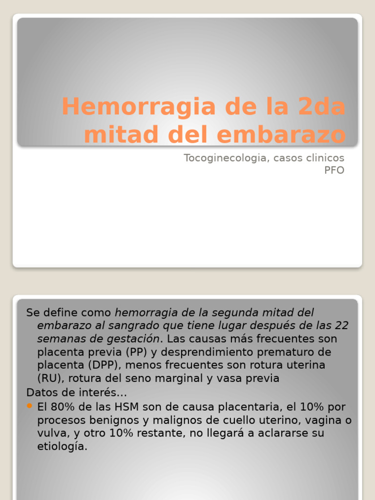 Hemorragia en el Embarazo Tardío | PDF | El embarazo | Placenta