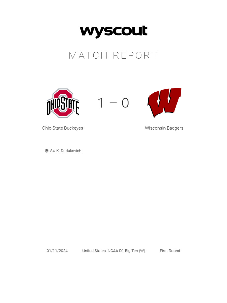 Ohio State Buckeyes - Wisconsin Badgers 1-0 | PDF | Team Sports ...