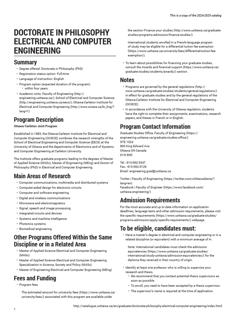 Doctorate Philosophy Electrical Computer Engineering | PDF | Computer ...