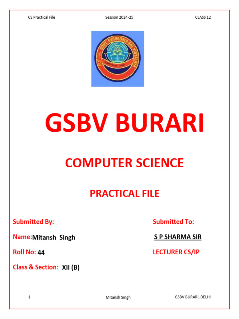 Mitansh Computer Science File (1) | PDF | Table (Database) | Sql