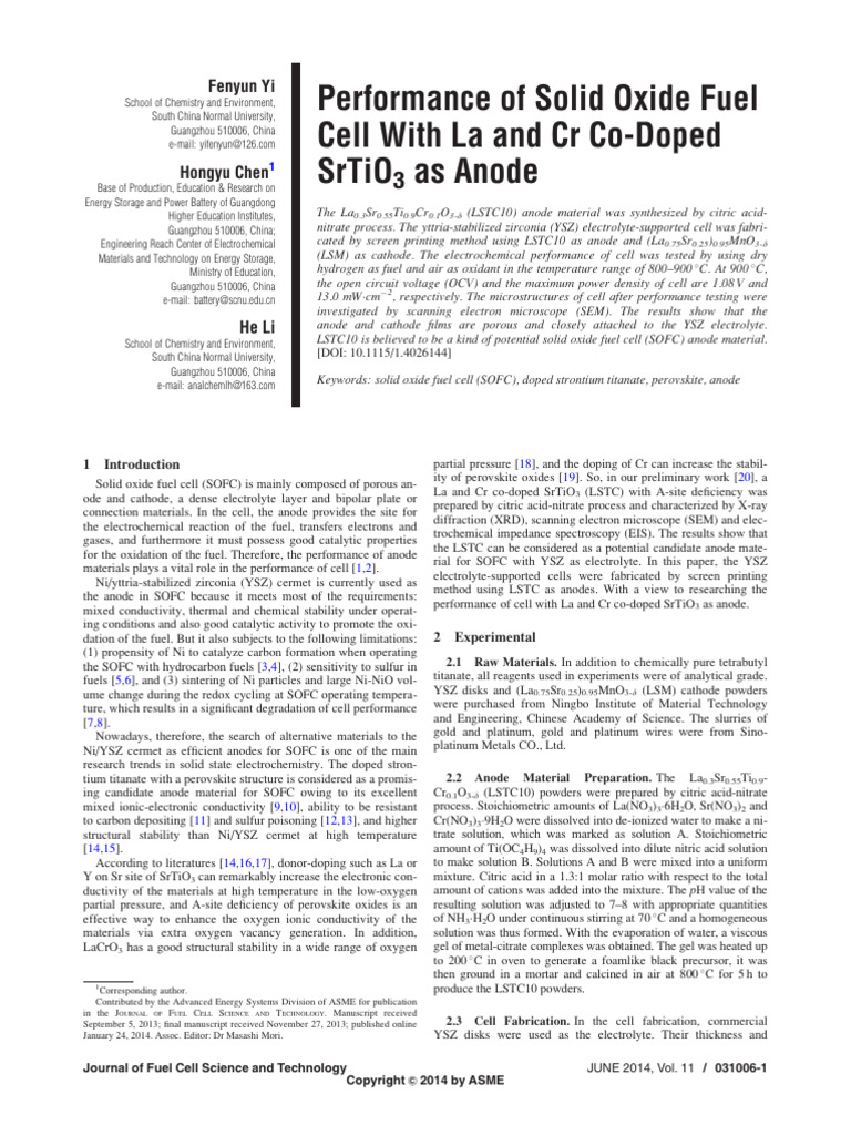 anode 2014 | PDF | Solid Oxide Fuel Cell | Fuel Cell