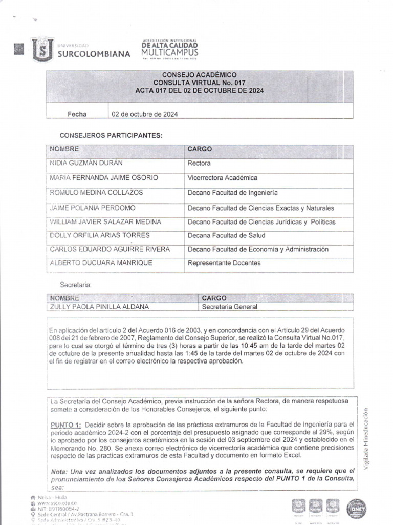 Portal-Acta 017 de 2024 Consejo Académico | PDF