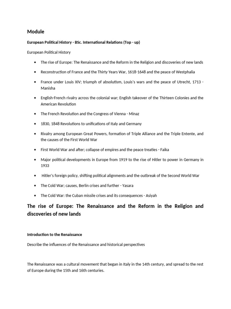 Study Note European Political History January To March 2022 | PDF ...