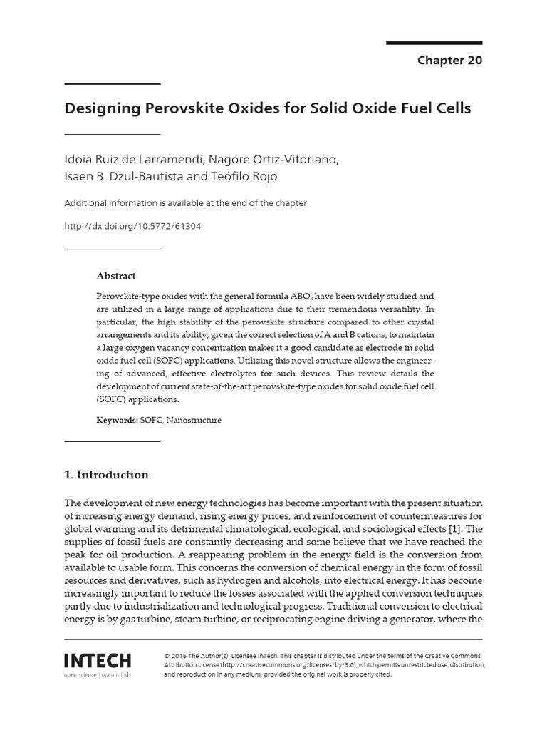 perovskite materials | PDF | Solid Oxide Fuel Cell | Fuel Cell