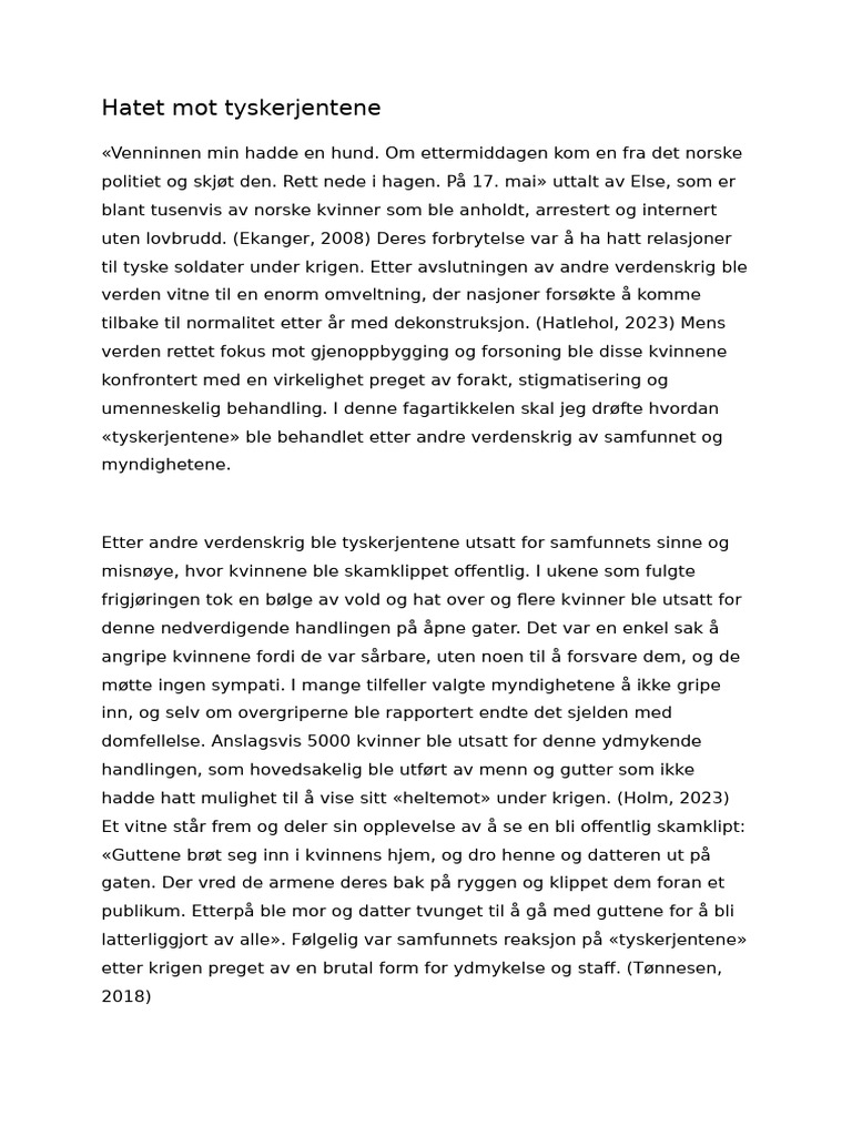 Tyskerjentene Historie | PDF