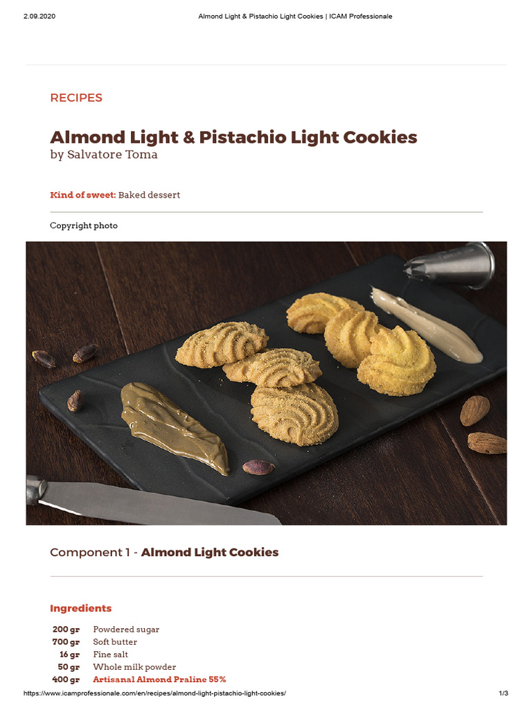 Almond Light & Pistachio Light Cookies - ICAM Professionale | PDF ...