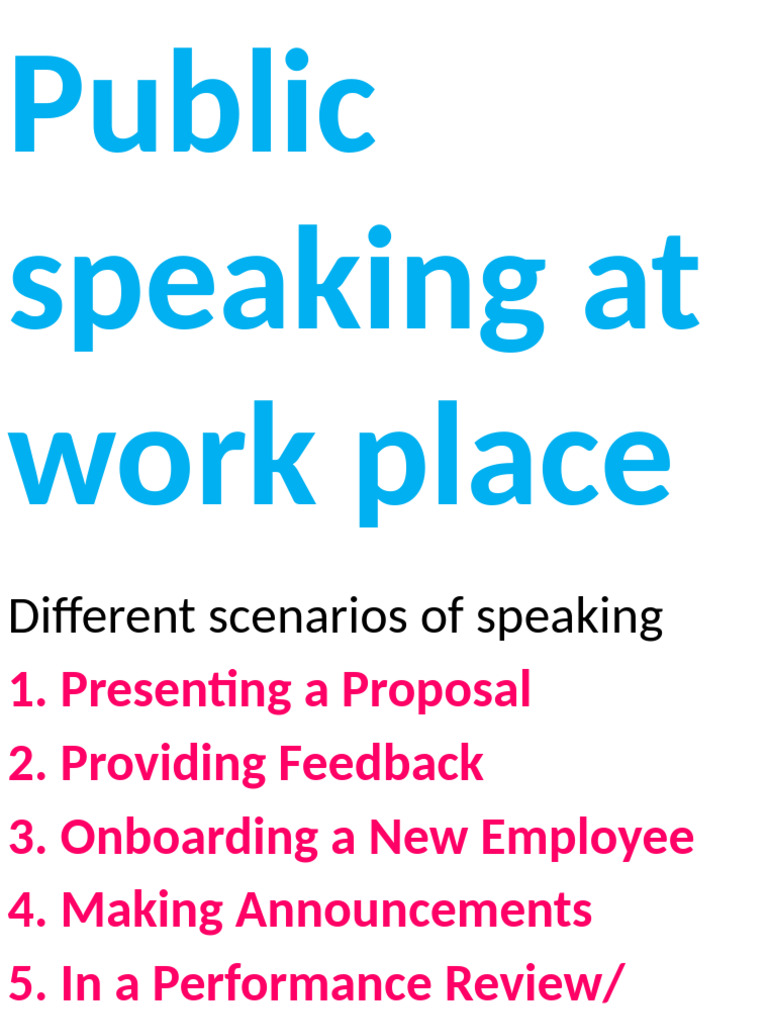 1st Assessment On Public Speaking at Work Place | PDF