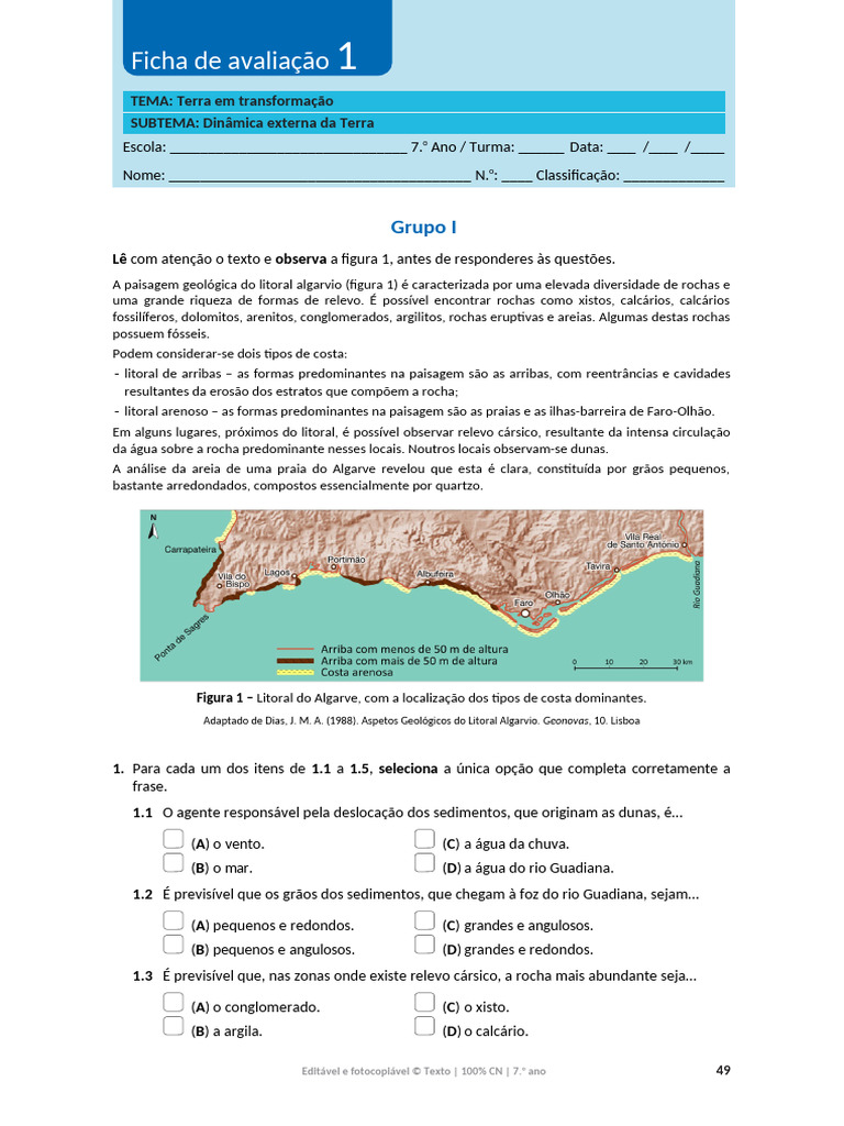 (2.3.1) 100% - CN7 - CAP - (FichaAvaliacao1) | PDF | Intemperismo | Terreno