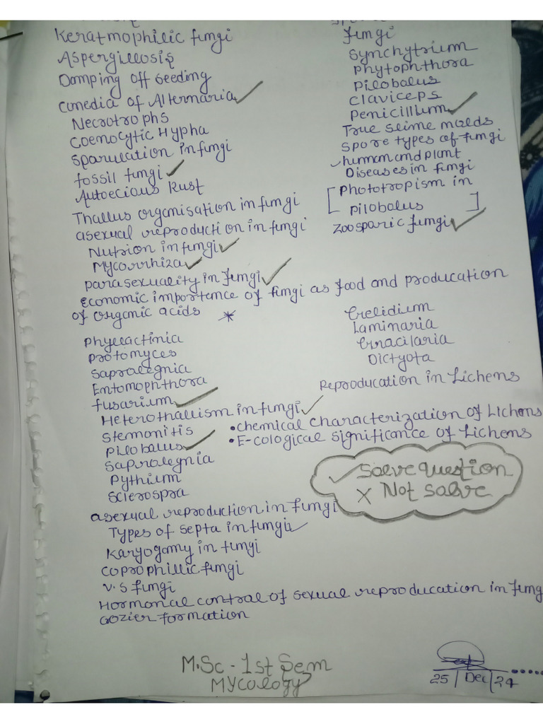 M.SC 1 Sem Botany (1st & 2nd) Paper Questions | PDF