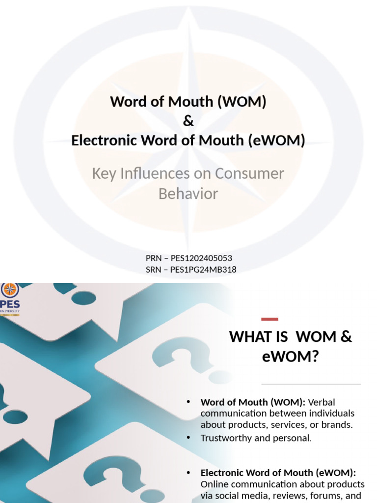 WOM and EWOM Consumer Behavior | PDF