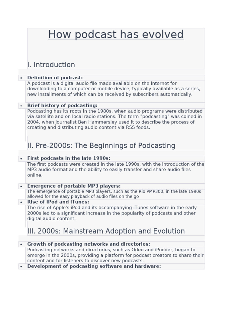 Evolution of Podcasting Over Time | PDF | Podcast | I Tunes