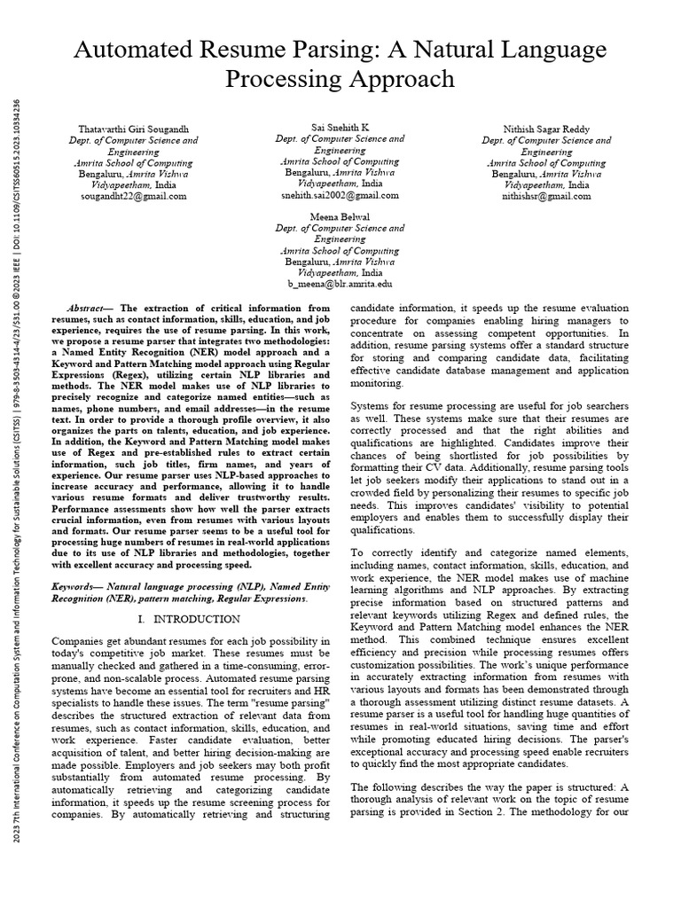 Automated Resume Parsing A Natural Language Processing Approach | PDF | Résumé | Parsing
