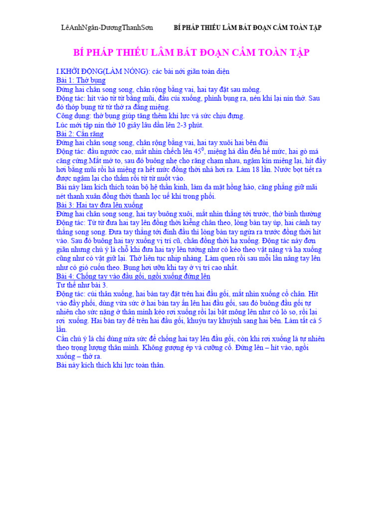 Thieu Lam Bat Doan Cam | PDF