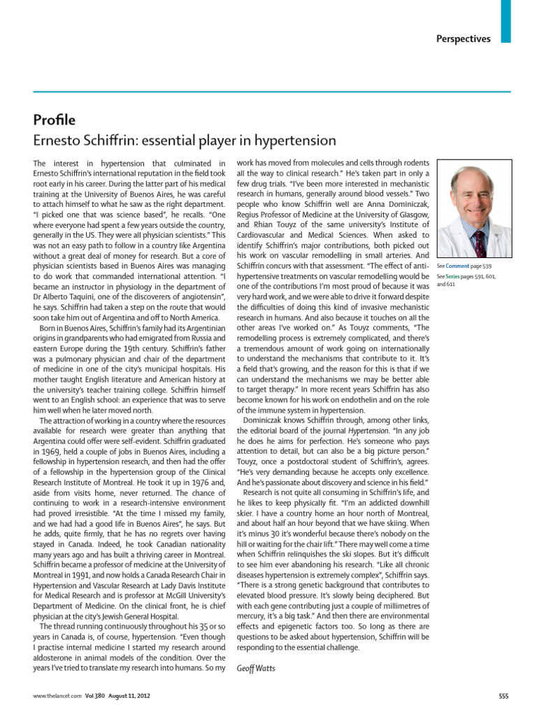 Ernesto Schiffrin Essential Player in Hypertensio | PDF | Hypertension ...