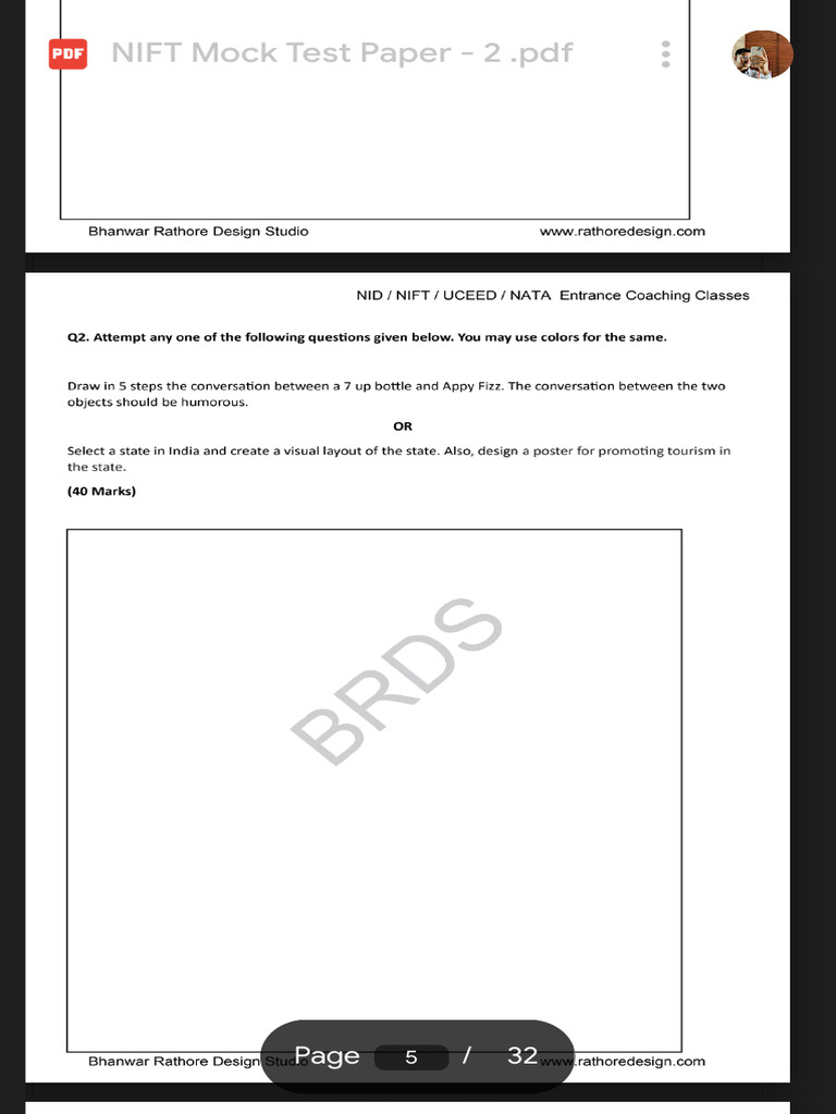 NIFT Mock Test Paper - 2 .PDF - Google Drive | PDF