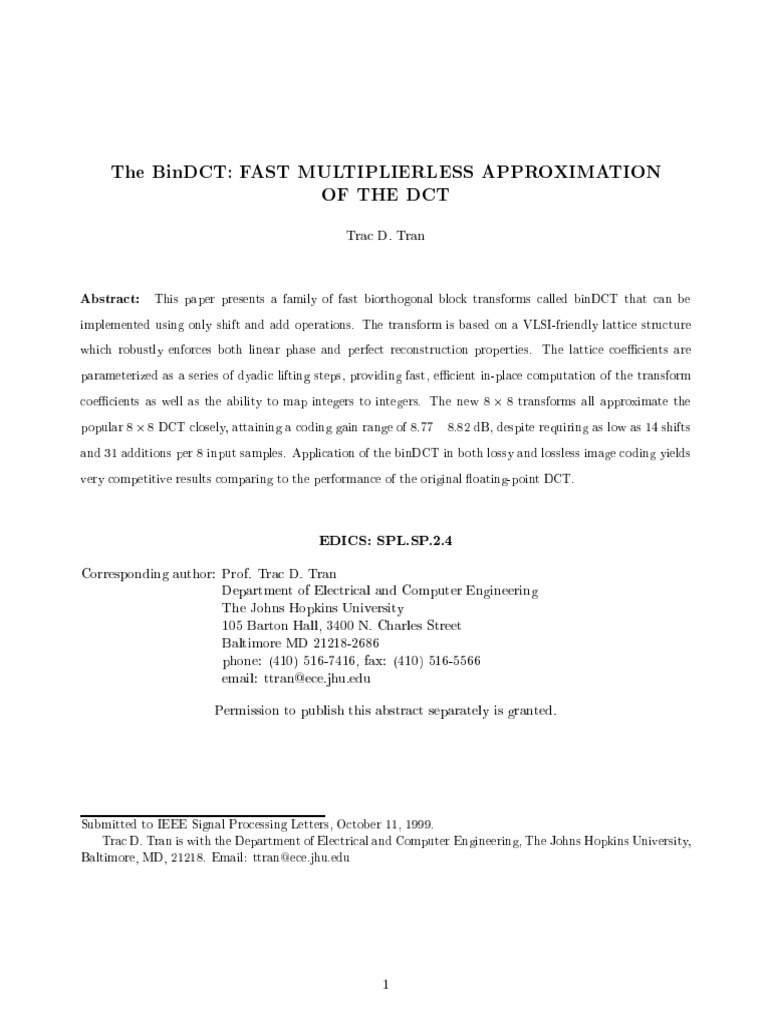 binDCT1 | PDF | Data Compression | Matrix (Mathematics)
