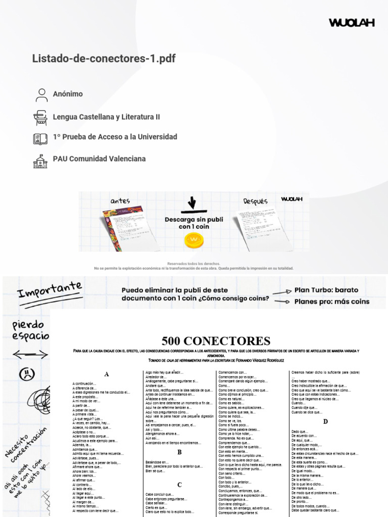 Wuolah Free Listado de Conectores 1 | PDF | Verdad