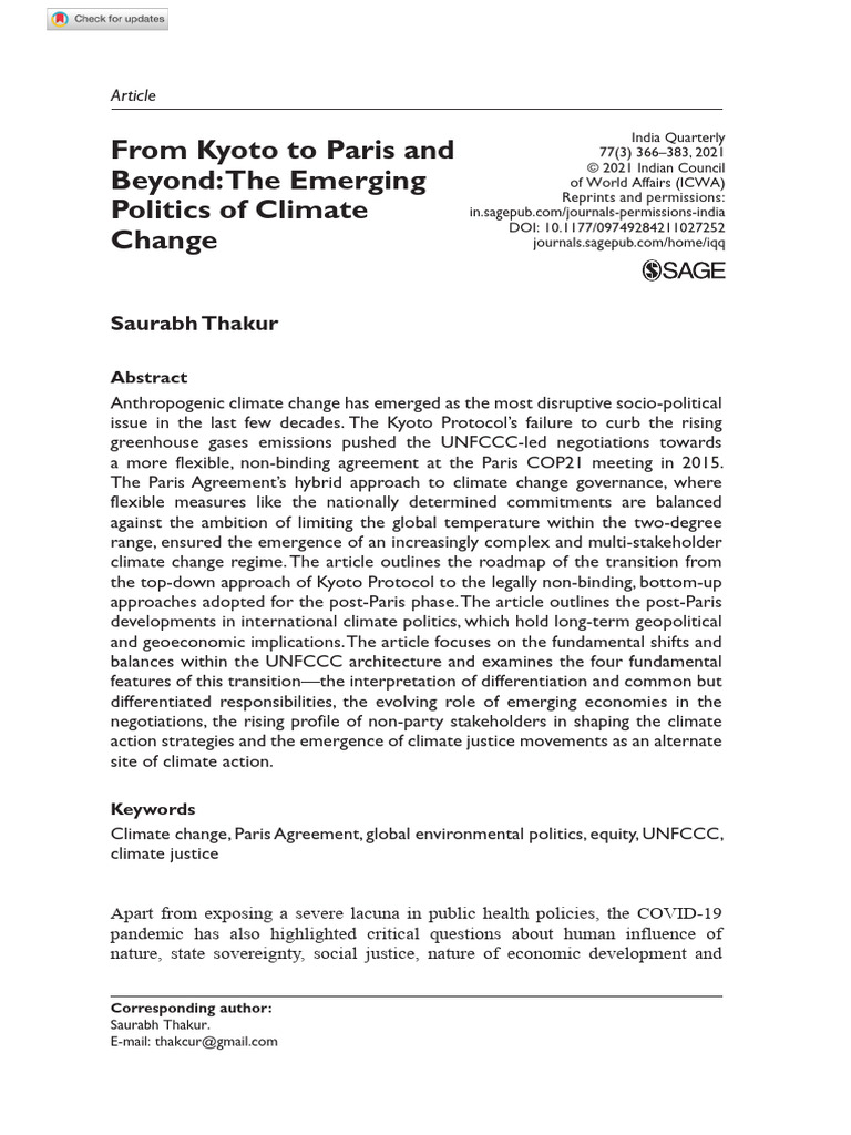 From Kyoto To Paris and Beyond | PDF | United Nations Framework ...