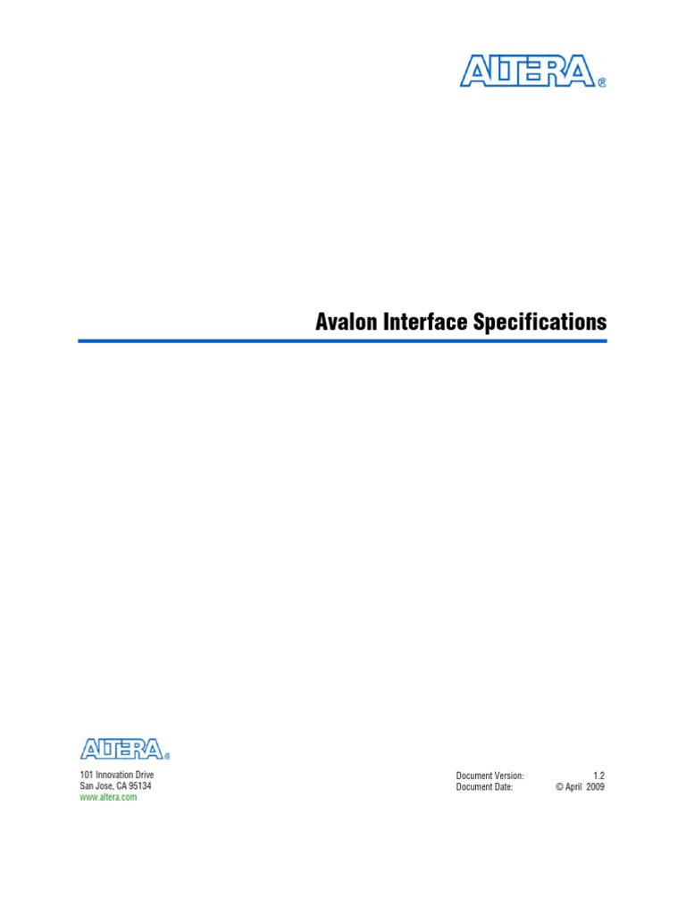 MNL Avalon Spec | PDF | Field Programmable Gate Array | Interface (Computing)