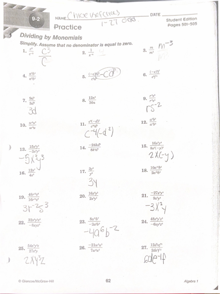 Class #47 - Homework Assignment (dividing monomials) (Dec 2, 2024 at 7: ...