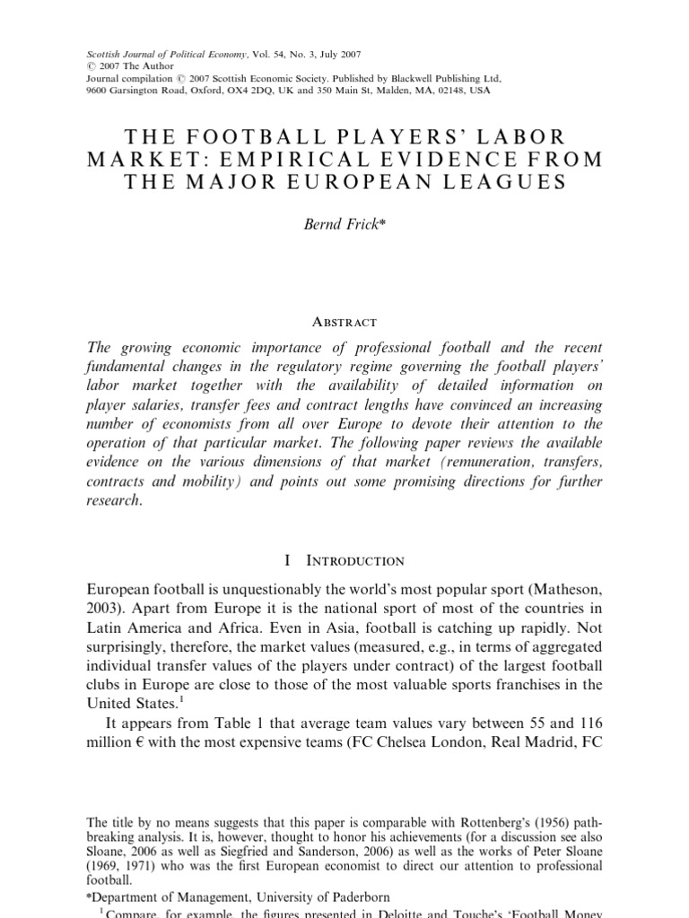 Football Players' Labor Market Analysis | PDF | Labour Economics | Salary
