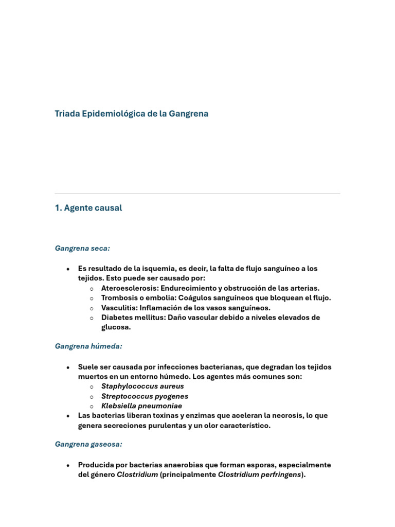 Triada Epidemiológica de Gangrena | PDF | Herida | Especialidades Medicas