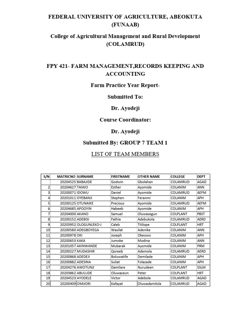 TEAM 1 | PDF | Gross Margin | Farms