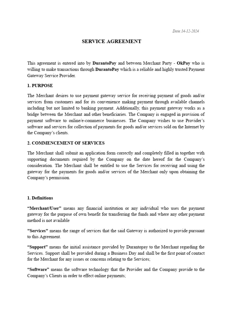 Merchant Service Agreement | PDF | Receipt | Contractual Term