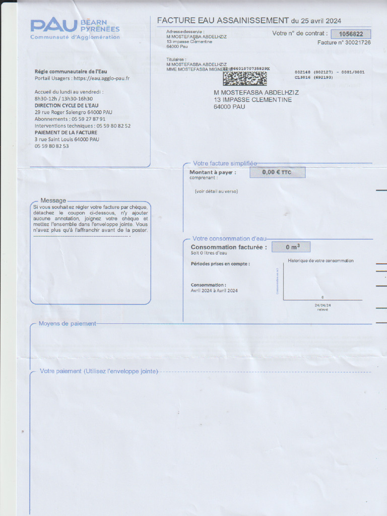 Facture Eau 25 Avril 2024 | PDF