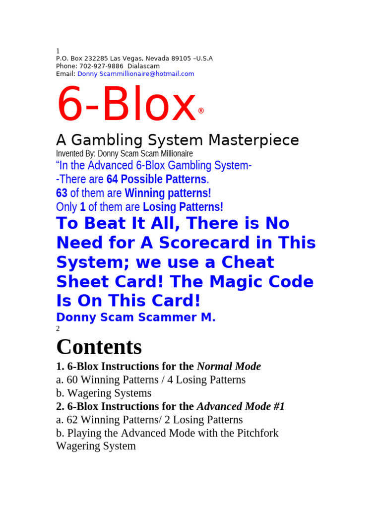 6-blox_by_donny-scam | PDF | Roulette | Gambling