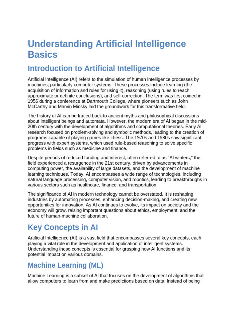 Understanding Artificial Intelligence Basics | PDF | Artificial ...