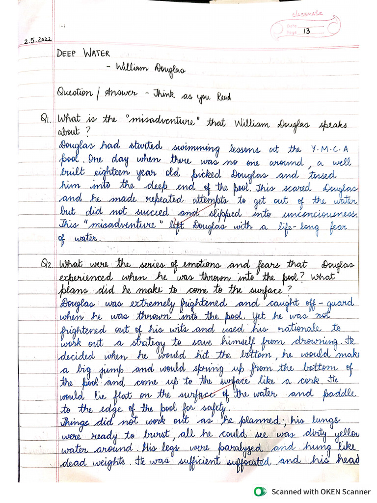 Deep Water Sample Answers | PDF