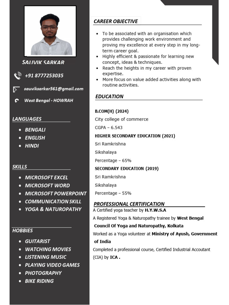 Sauvik Sarkar (CV) White | PDF