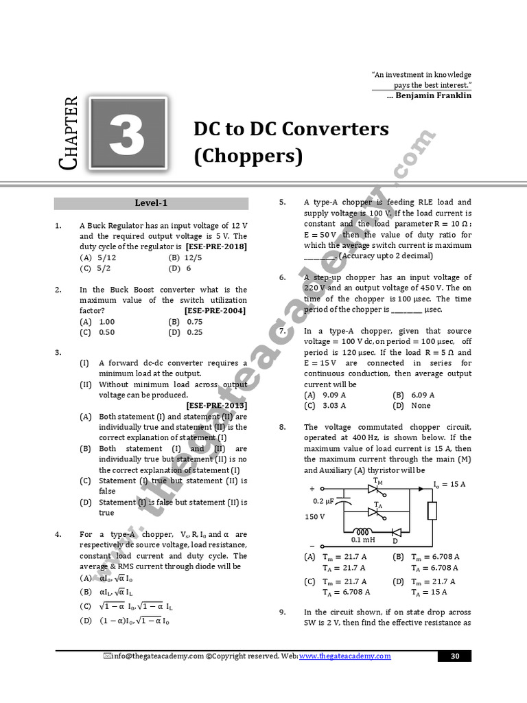Ch-3-Exercise-DC To DC Converters Choppers (Ddpanda) | PDF | Inductance | Inductor