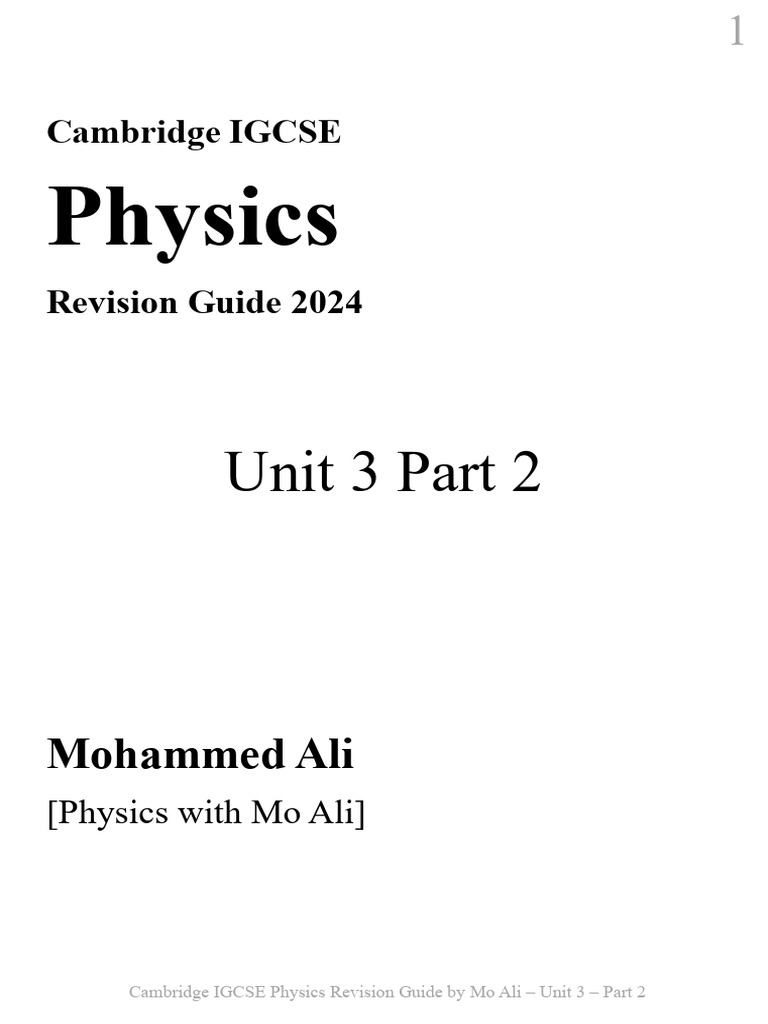 Mo Ali's IGCSE Physics Revision Guide | PDF | Refraction | Reflection ...