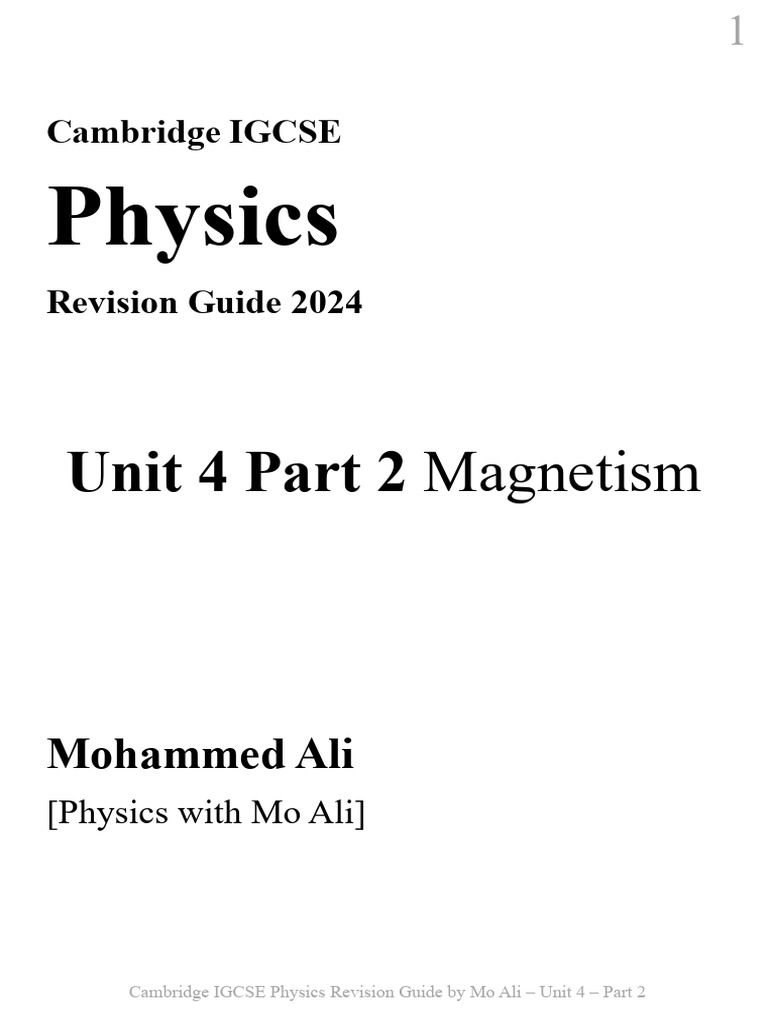 Unit 4 Part 2 Revision Physics With Mo Ali 2024 | PDF | Electromagnetic Induction | Inductor