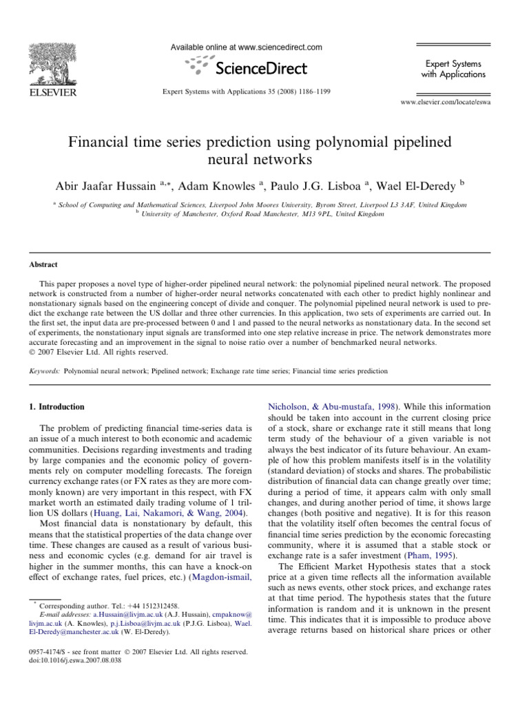 Financial Time Series Prediction Using Polynomial Pipelined Neural
