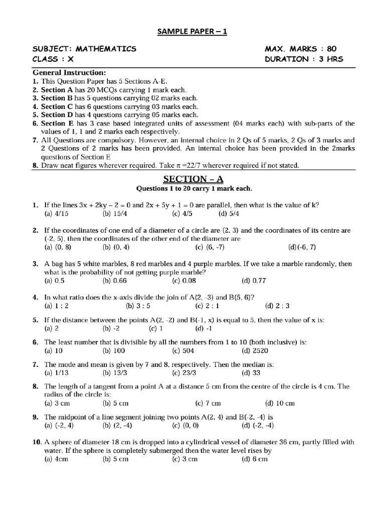 Sample Paper 1 | PDF