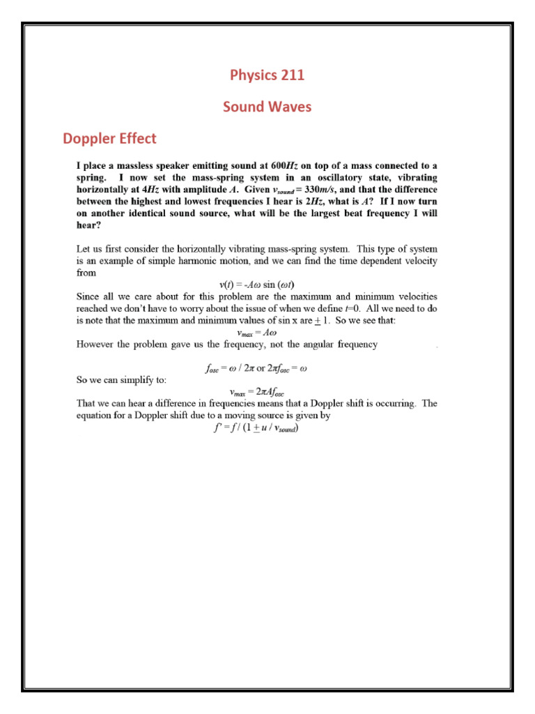 Problems on sound waves 2 | PDF