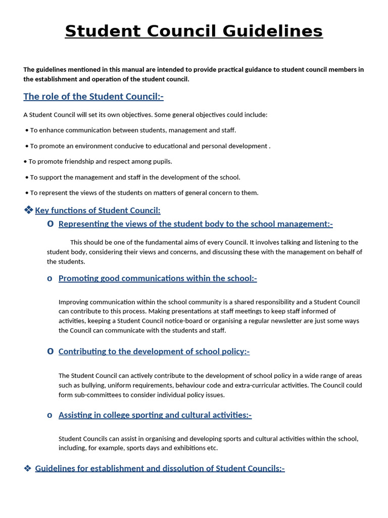 Student Council Guidelines | PDF | Government