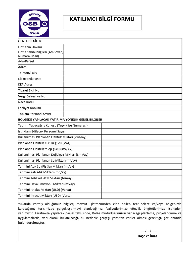 Katilimci Bilgi Formu | PDF