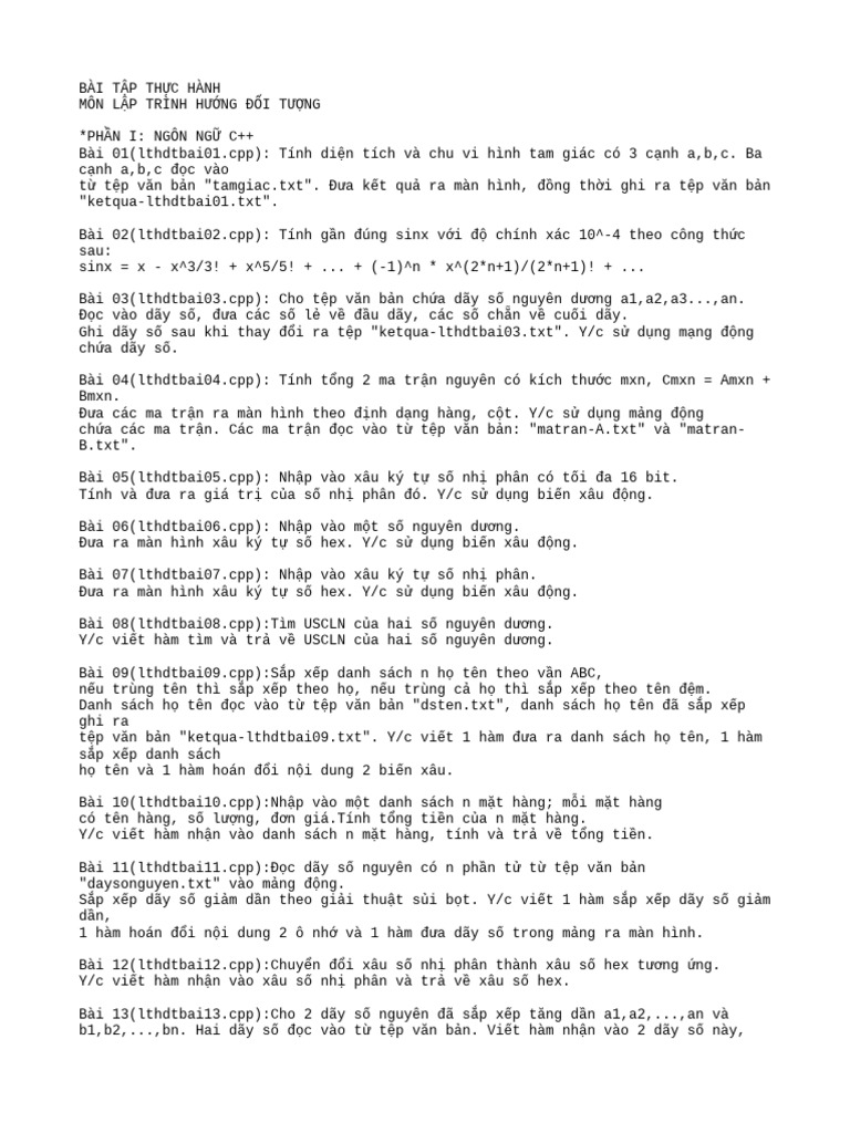 LTHDT BaiTap ThucHanh | PDF