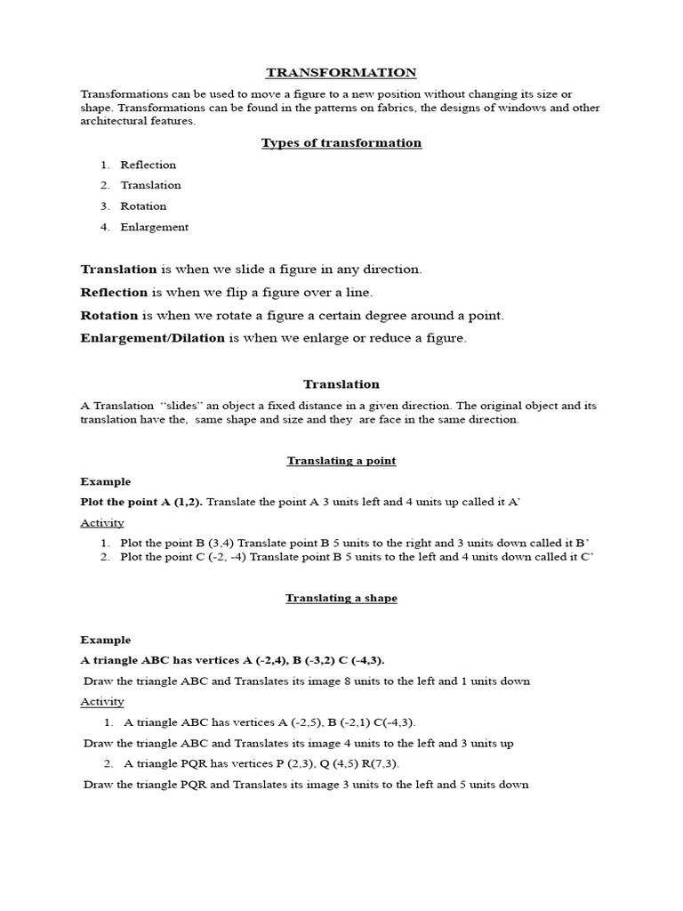 Geometry Transformations Guide | PDF | Shape | Cartesian Coordinate System